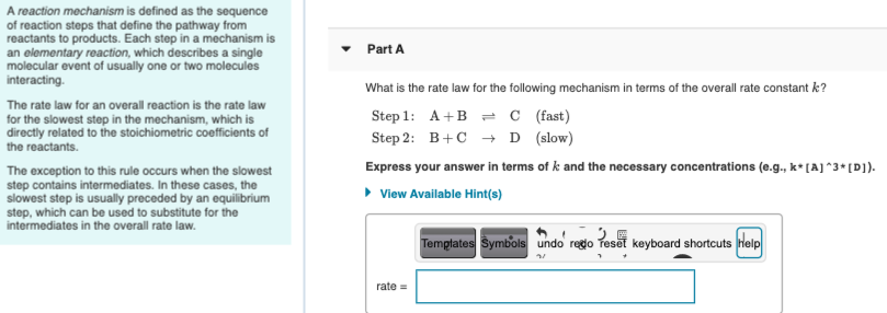 Solved Part A A multistep reaction can only occur as fast as | Chegg.com