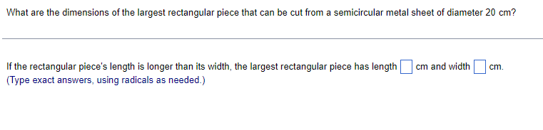 Solved What are the dimensions of the largest rectangular | Chegg.com