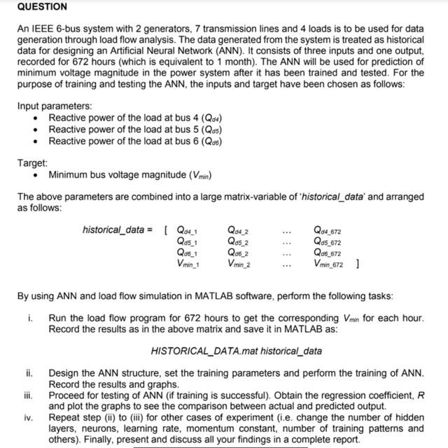 QUESTION An IEEE 6-bus system with 2 generators, 7 | Chegg.com
