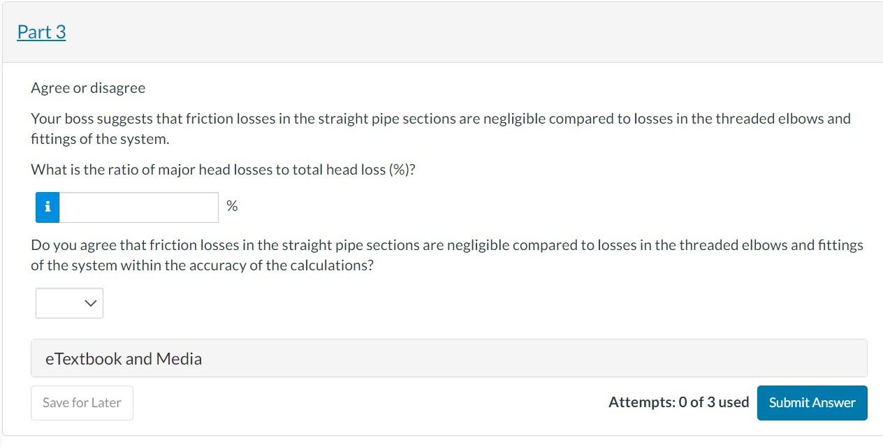 Determine Major head loss Water flows steadily | Chegg.com