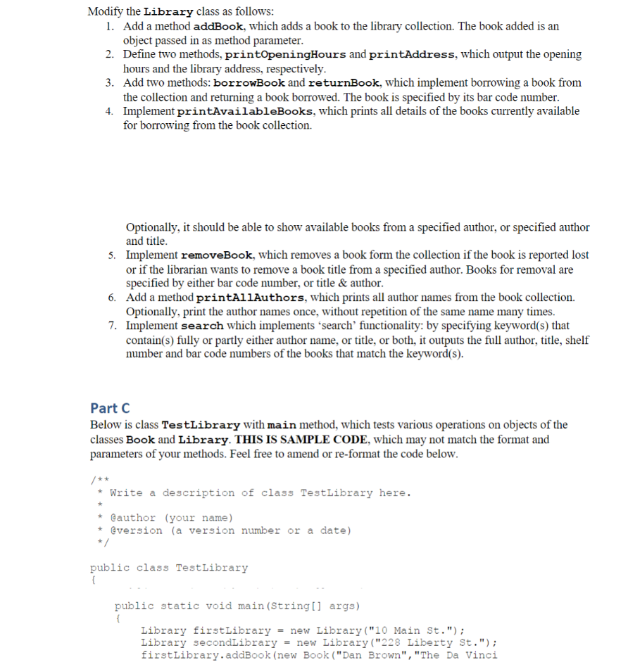 Solved Part A Below is the outline for a Book class. The | Chegg.com