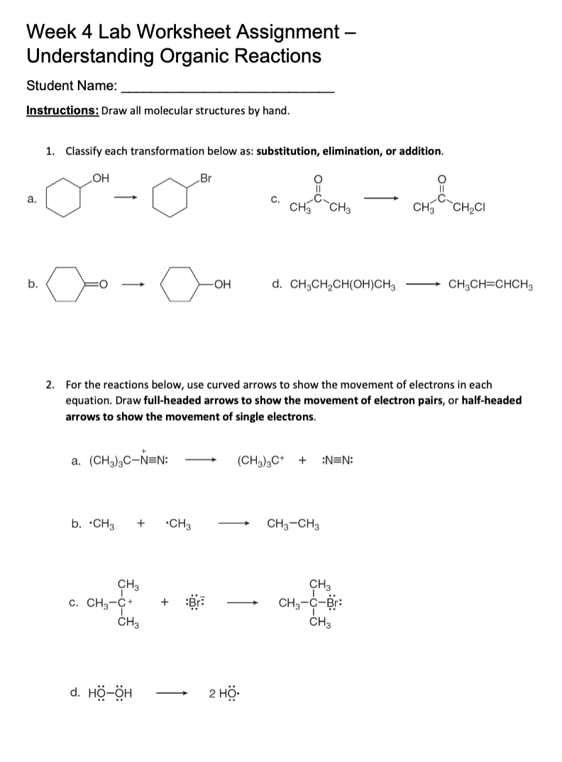 Solved Week 4 Lab Worksheet Assignment Understanding Organic | Chegg.com