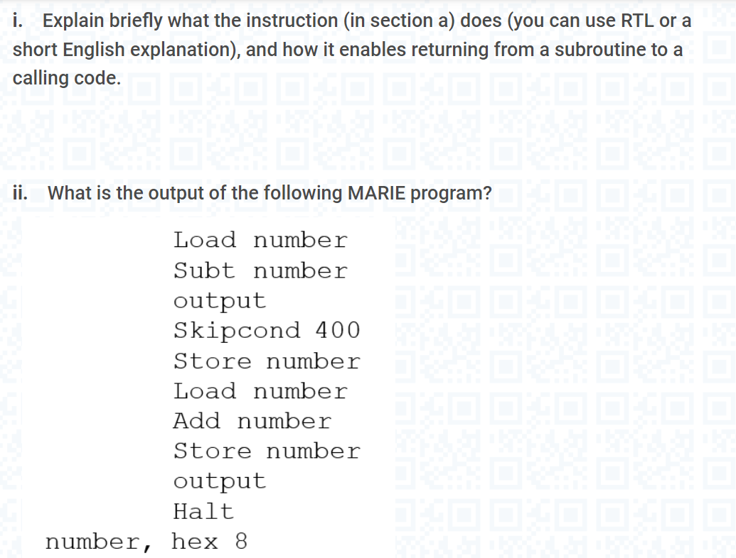 Solved i. Explain briefly what the instruction (in section | Chegg.com