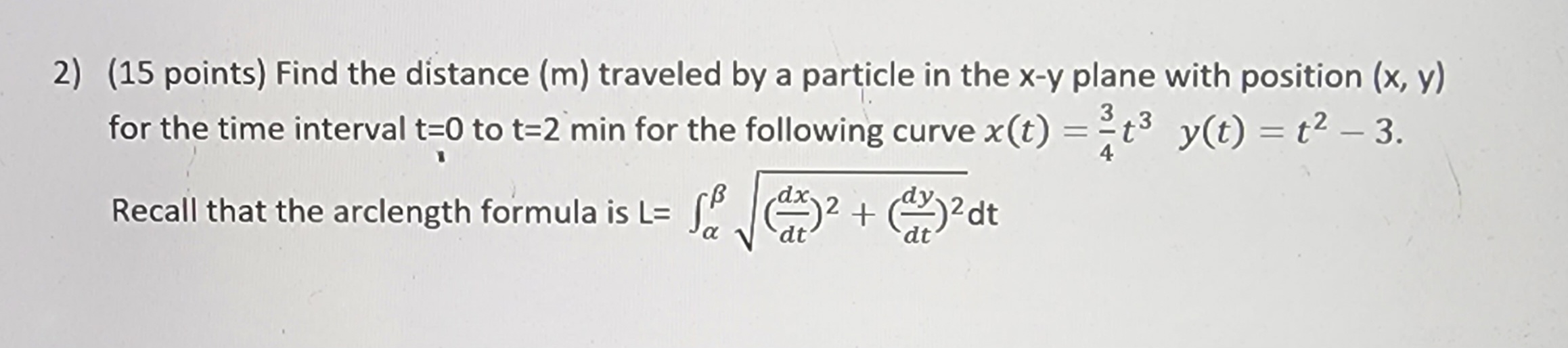 Solved 2) (15 points) Find the distance (m) traveled by a | Chegg.com