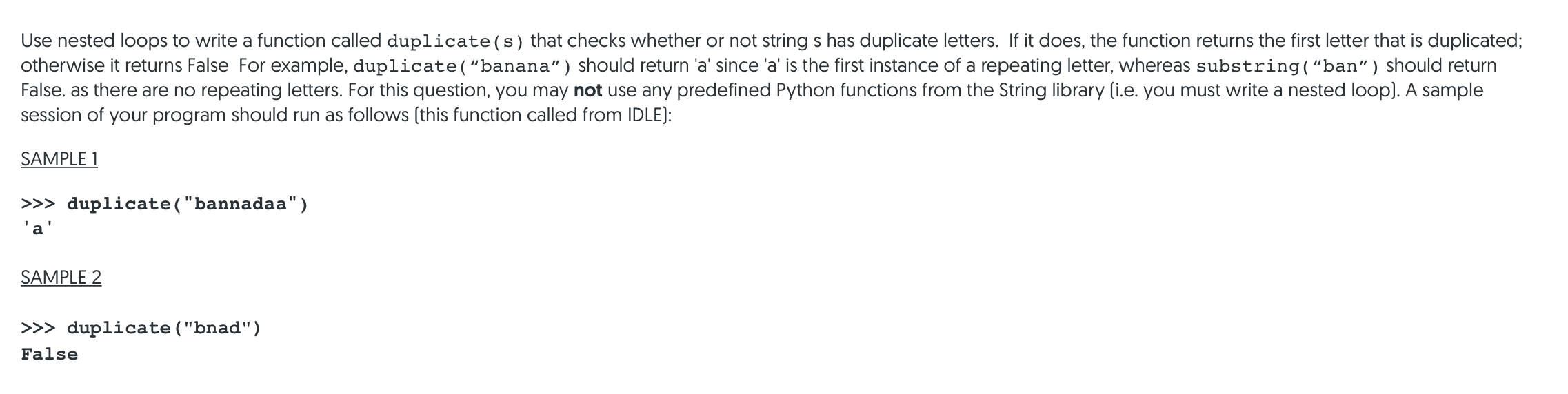 Solved Use nested loops to write a function called | Chegg.com