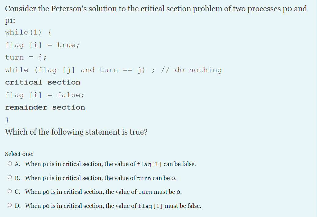 Solved Consider the Peterson's solution to the critical | Chegg.com