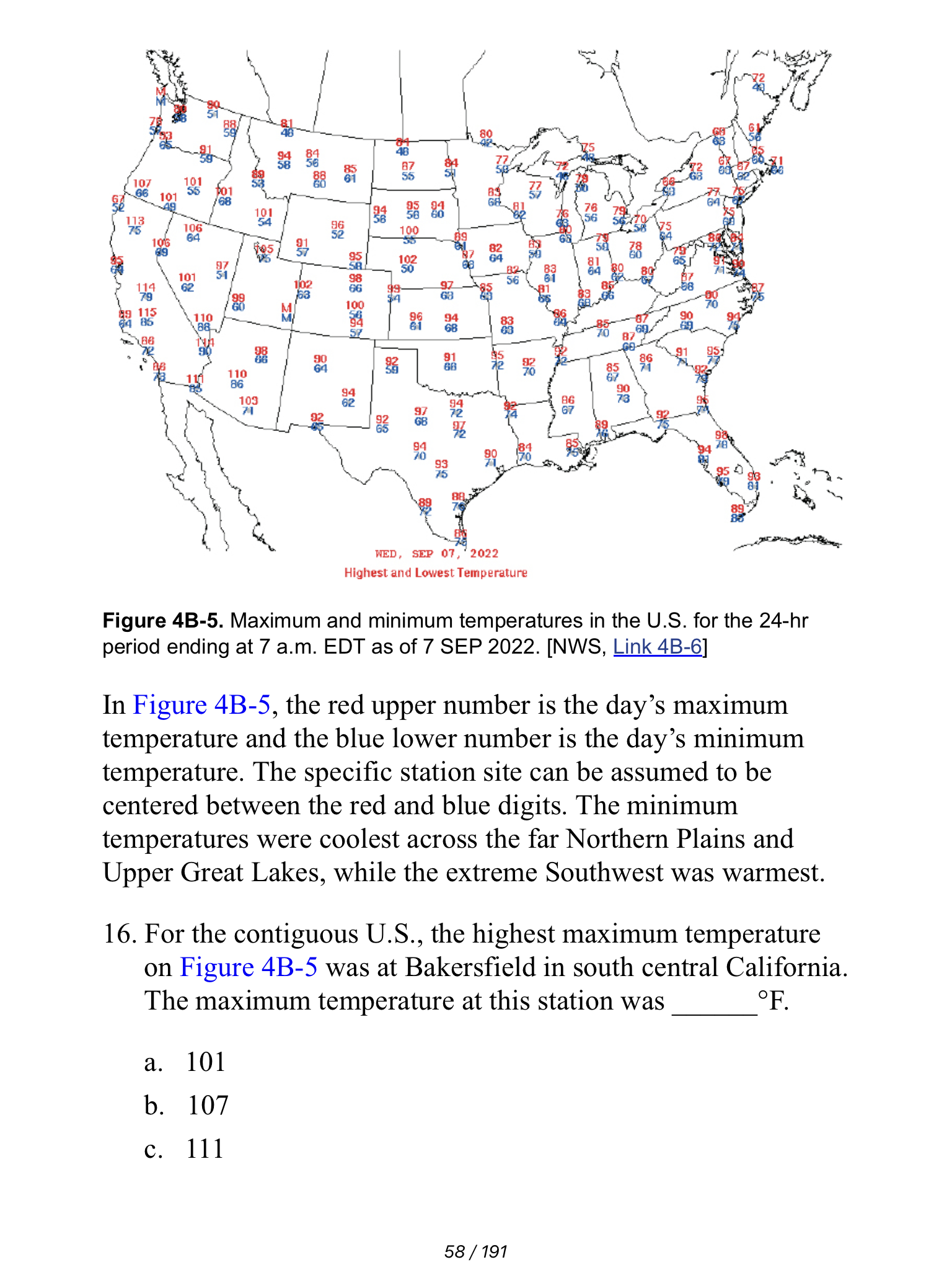 Solved Figure 4B-5. Maximum and minimum temperatures in the | Chegg.com