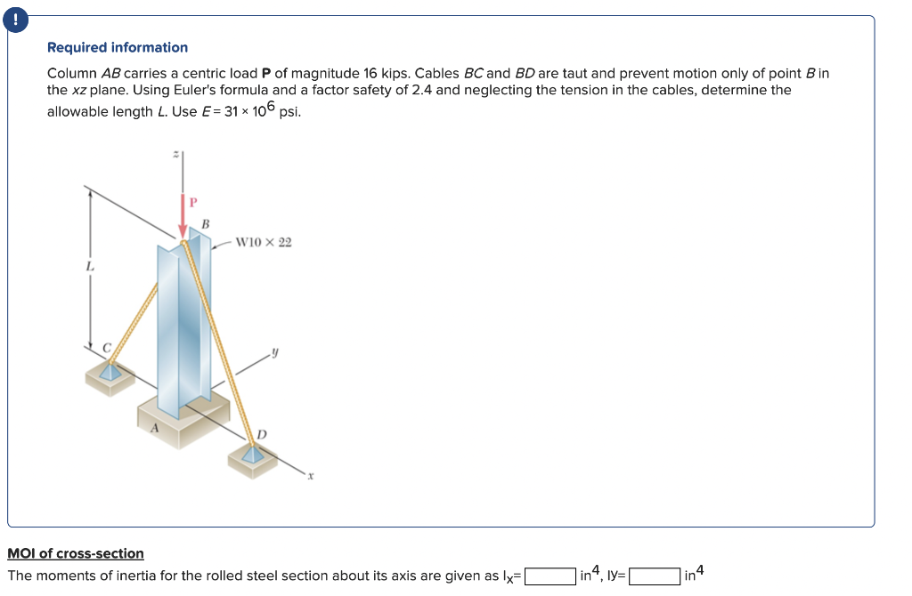 Solved Required information Column AB carries a centric load | Chegg.com