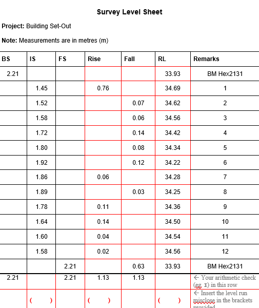 Solved 1. The completed 'Hexadrome Building Setout Survey' | Chegg.com