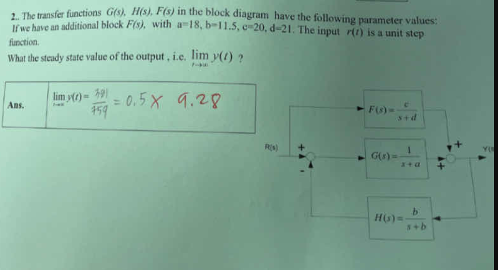 Solved The transfer functions G(s),H(s),F(s) in ﻿the block | Chegg.com