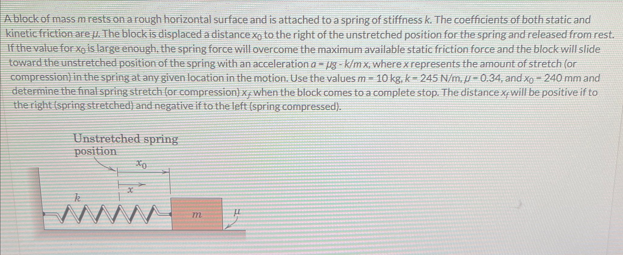 Solved Ablock of mass m rests on a rough horizontal surface | Chegg.com