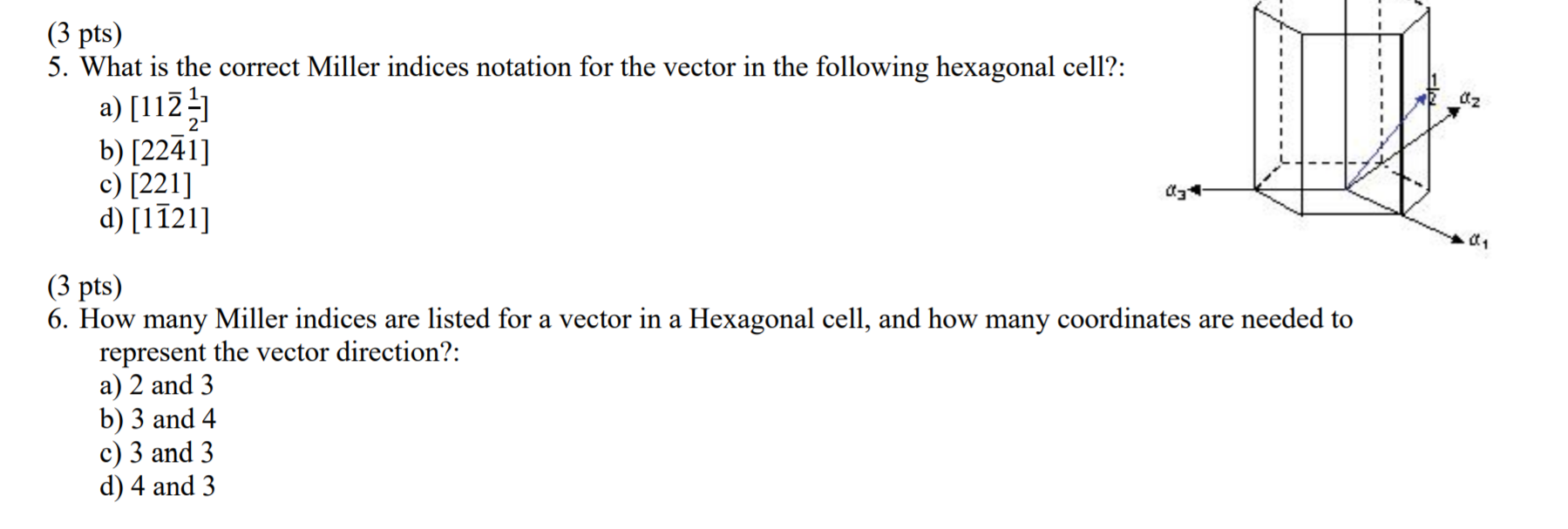 Solved cz (3 pts) 5. What is the correct Miller indices | Chegg.com