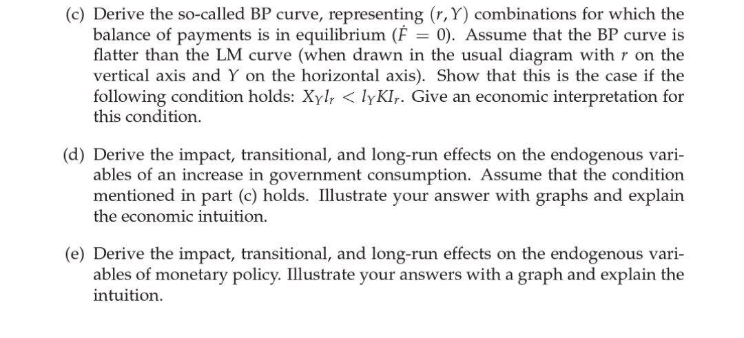 Solved (c) Derive the so-called BP curve, representing (r,Y) | Chegg.com