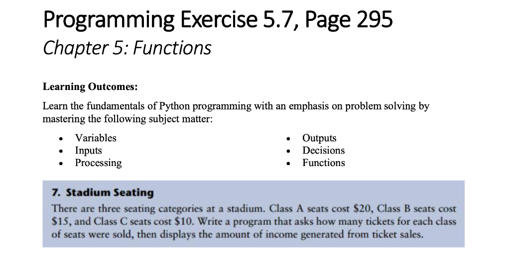 Solved 7. Stadium Seating There are three seating categories | Chegg.com