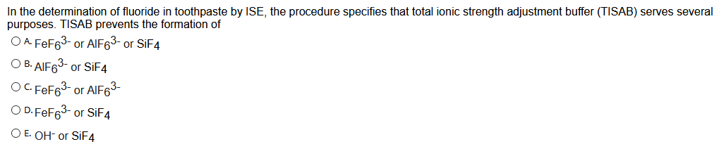 Solved In the determination of fluoride in toothpaste by | Chegg.com