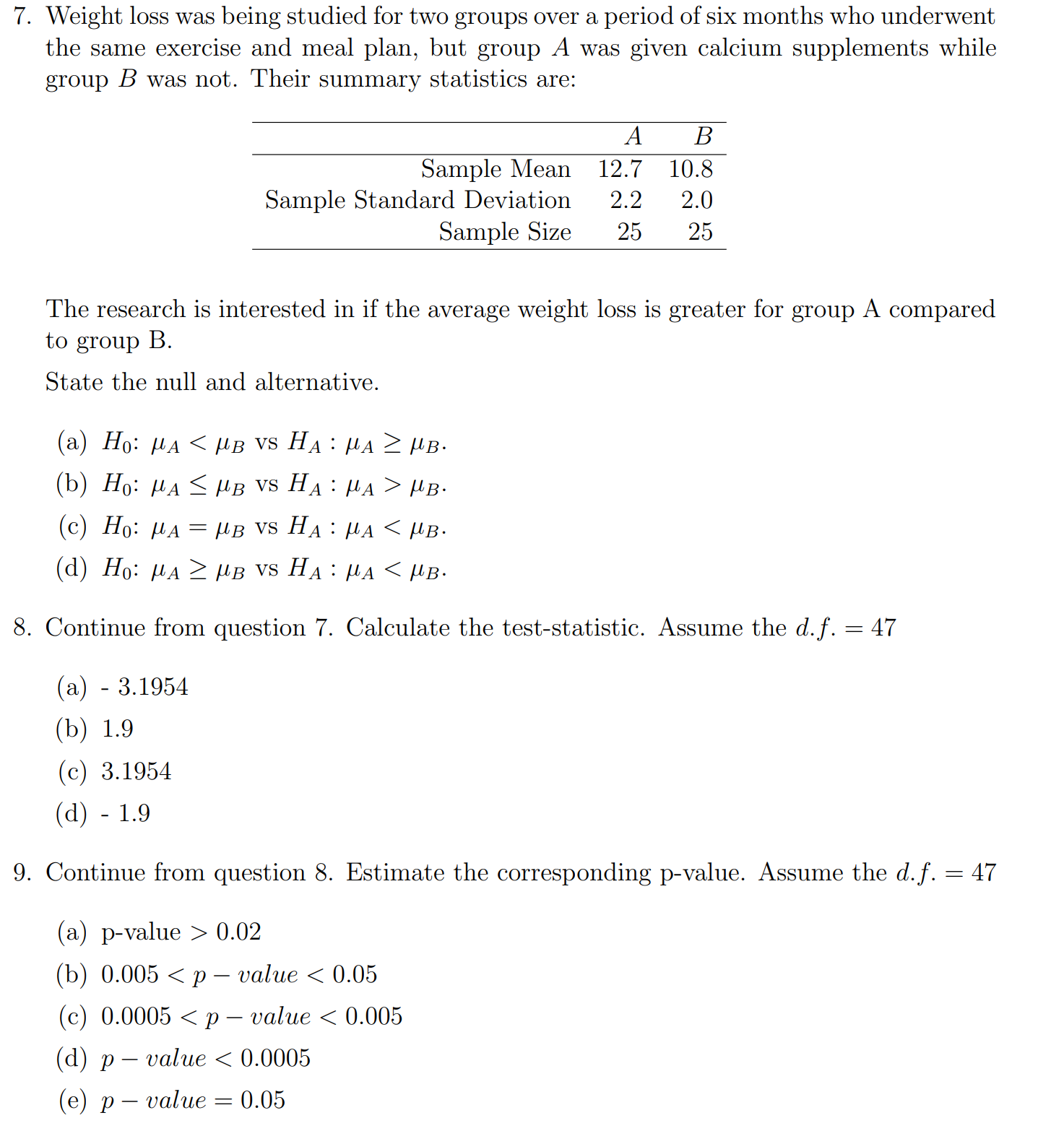Solved please explain 8 and 9, the answers are b,c, and c. I | Chegg.com