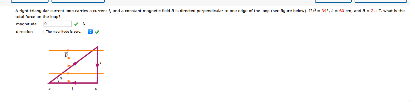 Solved A right-triangular current loop carries a current I, | Chegg.com