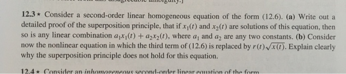 Solved 12.3 Consider a second-order linear homogeneous | Chegg.com