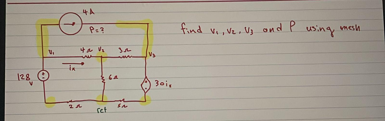 Solved find v1,v2,v3 and P using mesh | Chegg.com