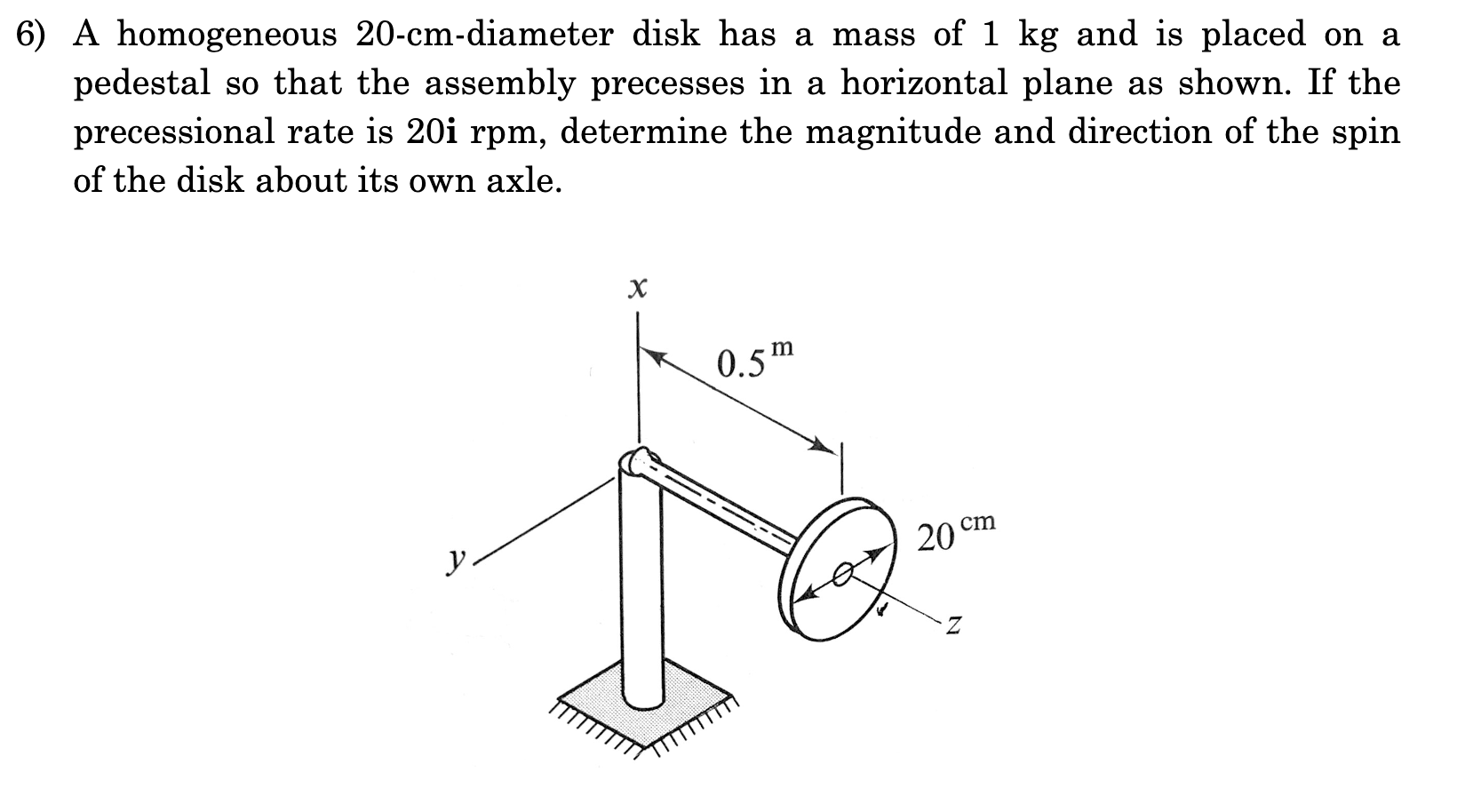 Solved 6) A homogeneous 20-cm-diameter disk has a mass of 1 | Chegg.com
