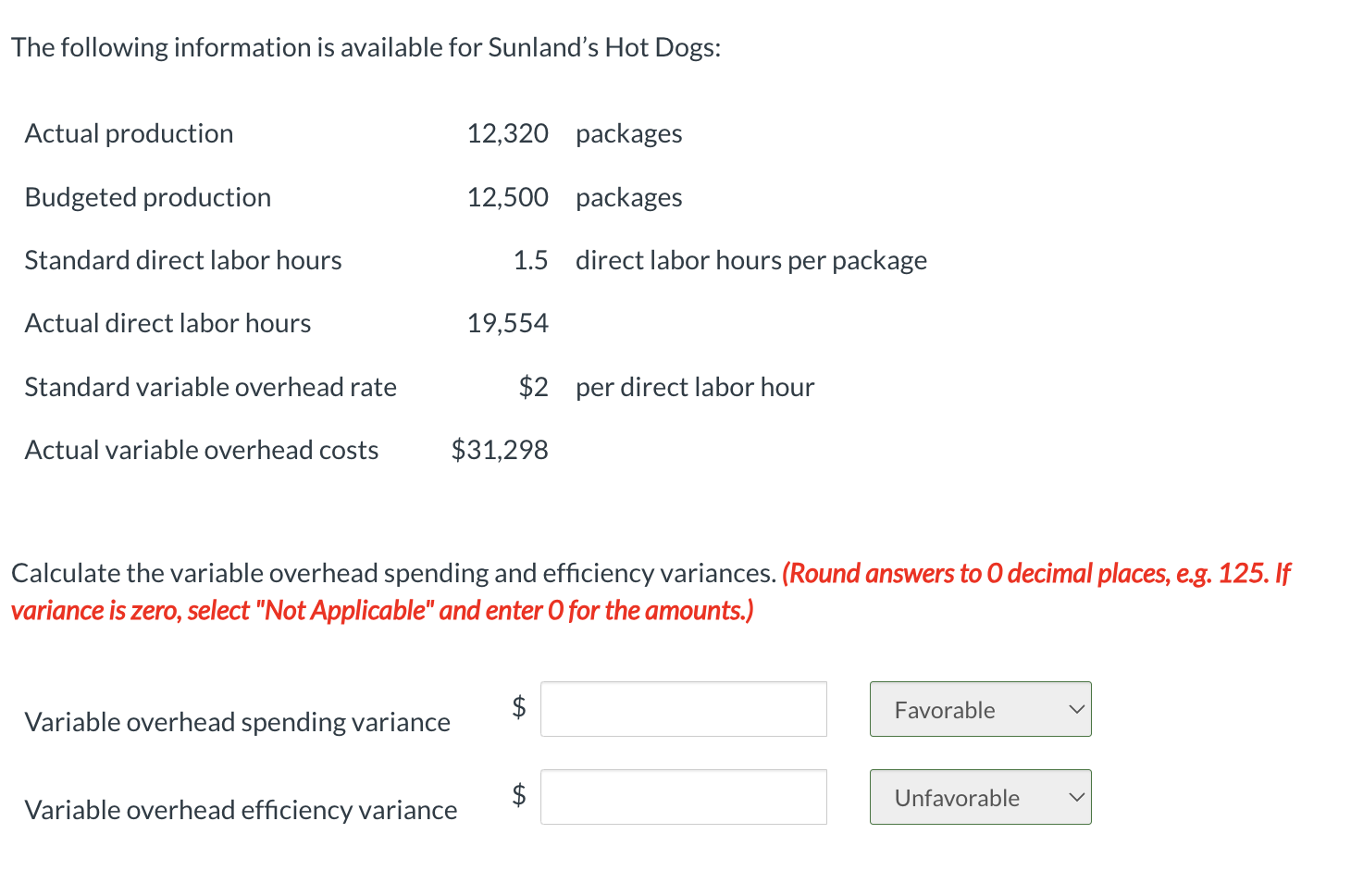 Solved The following information is available for Sunland's | Chegg.com