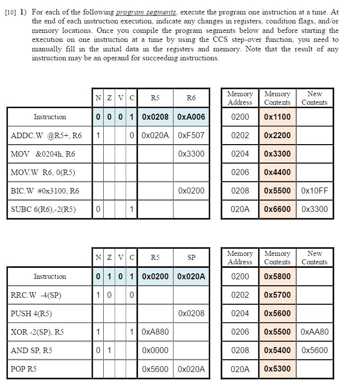 For each of the following program segments, execute | Chegg.com