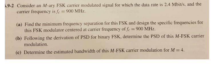 Solved 6.9-2 Consider an M-ary FSK carrier modulated signal | Chegg.com