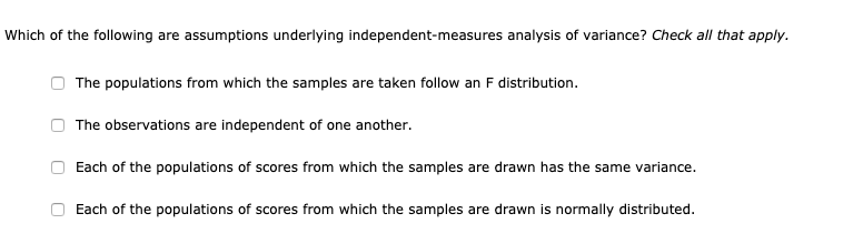 Solved Which of the following are assumptions underlying | Chegg.com