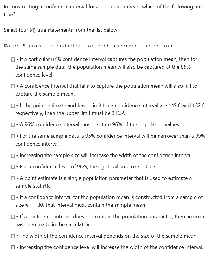 Solved In constructing a confidence interval for a | Chegg.com