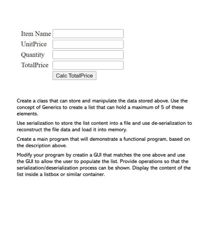 Solved Create a class that can store and manipulate the data | Chegg.com