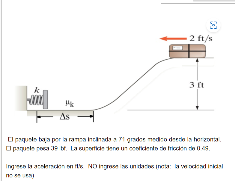 Solved The package goes down the inclined ramp at 71 degrees | Chegg.com
