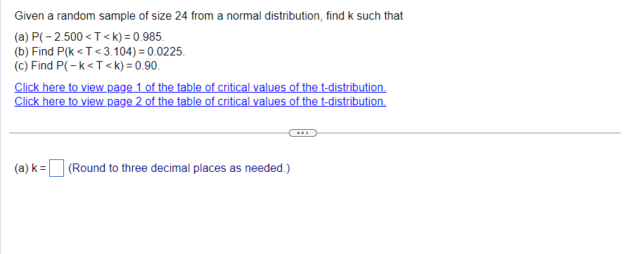 Solved Given a random sample of size 24 from a normal | Chegg.com