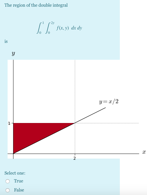 Solved The double integral ſo* __, (1 + 2xy) dxdy has a | Chegg.com