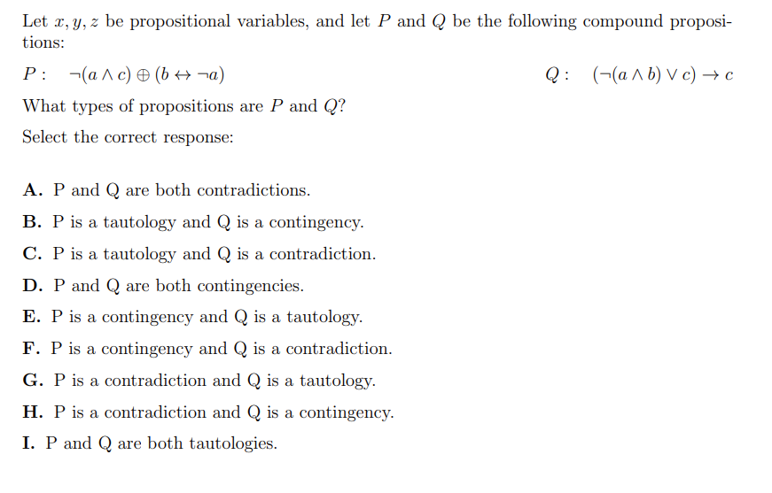 Solved Let x, y, z be propositional variables, and let P and | Chegg.com