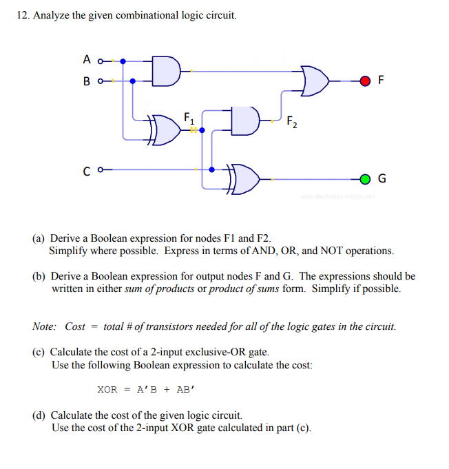 Solved 12 Analyze The Given Combinational Logic Circuit F