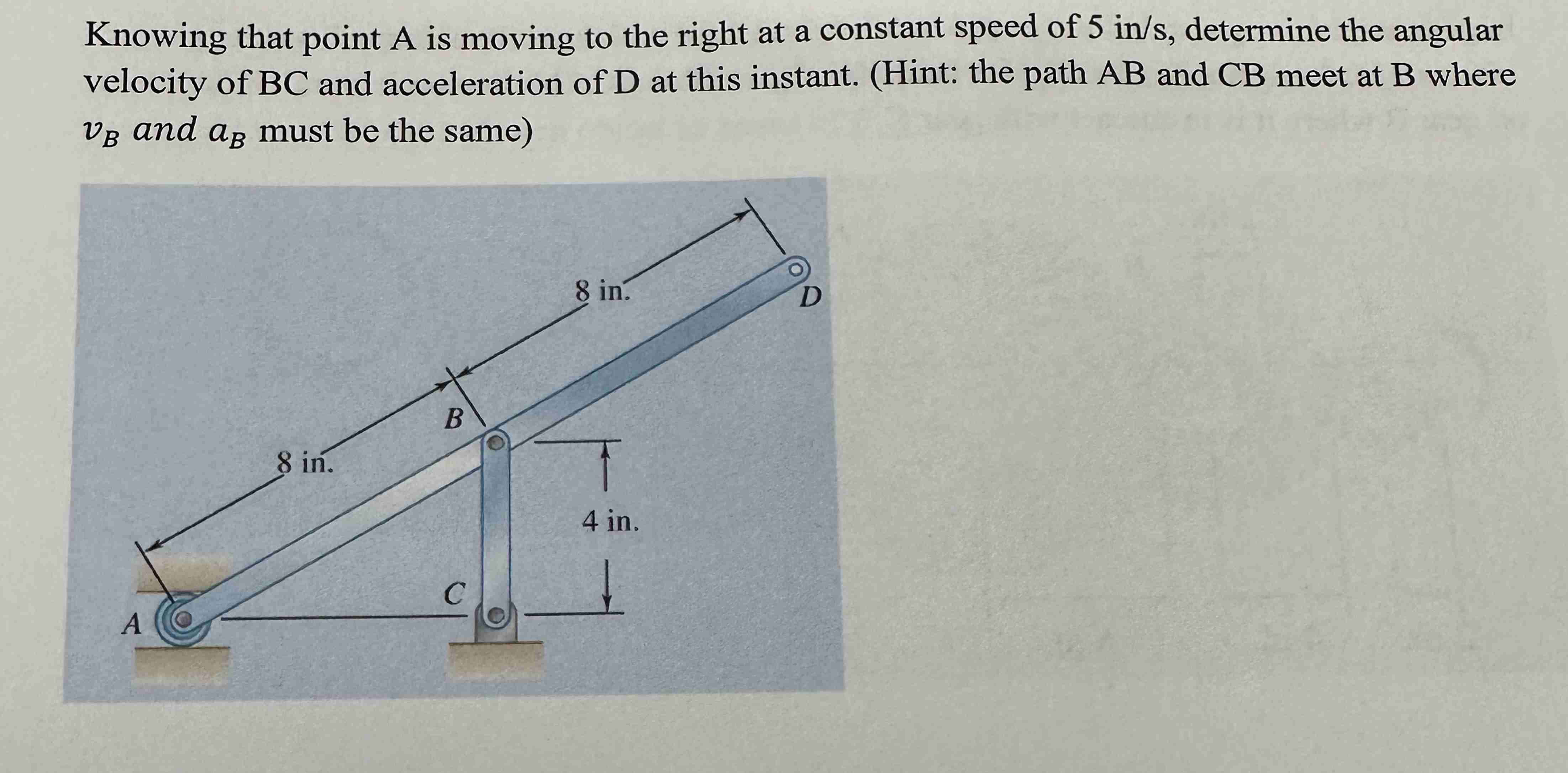 Solved Knowing that point A ﻿is moving to the right at a | Chegg.com