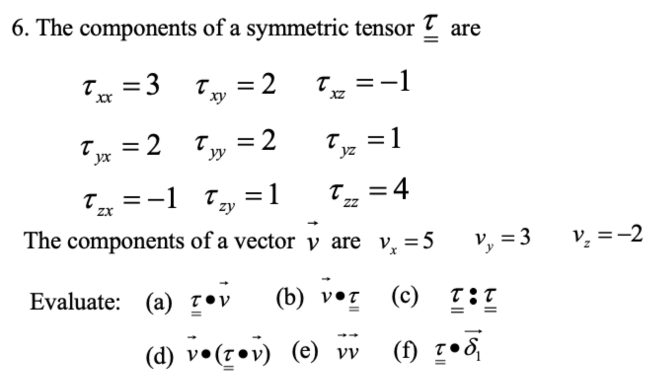 Solved 6. The components of a symmetric tensor ? are τ = 3 | Chegg.com
