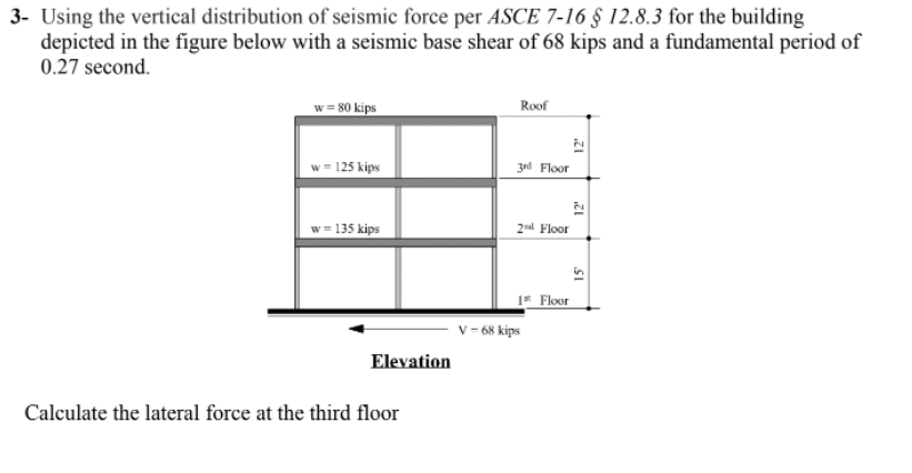 Solved 3- Using the vertical distribution of seismic force | Chegg.com