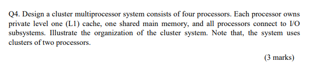 Solved Design a cluster multiprocessor system consists of | Chegg.com