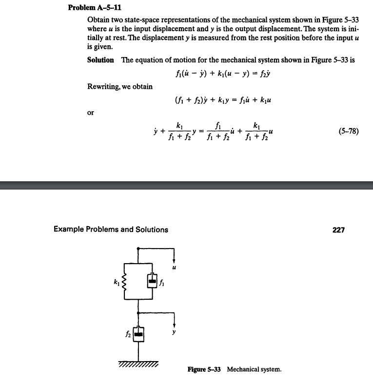 Solved Problem A 5 11 Obtain Two State Space Representations