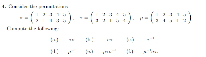 Solved 4. Consider the permutations | Chegg.com