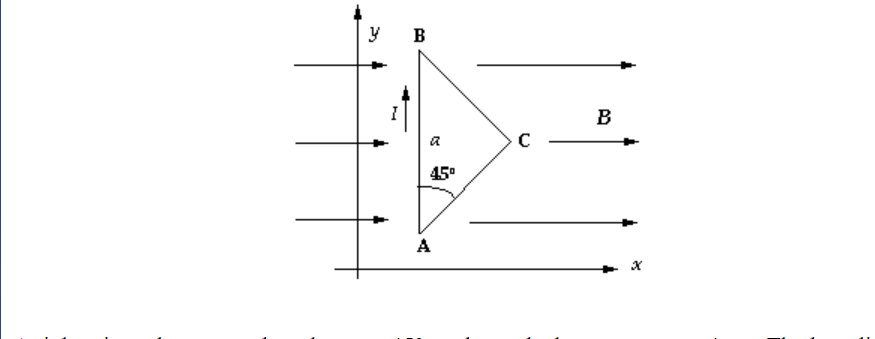 Solved A right-triangular current loop has two 45° angles | Chegg.com