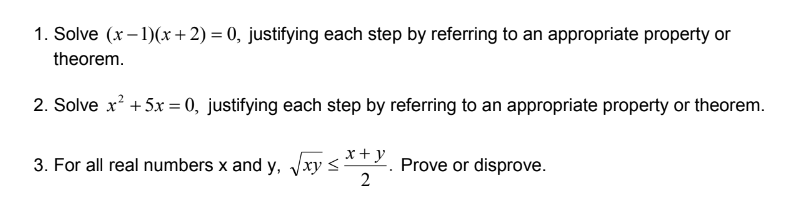 Solved 1. Solve (x−1)(x+2)=0, justifying each step by | Chegg.com