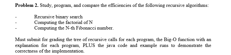 Solved Problem 2. Study, program, and compare the | Chegg.com