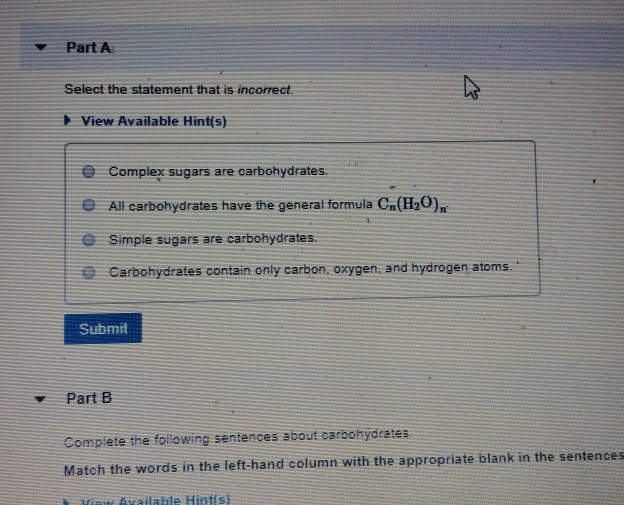 Solved Part A Select the statement that is incorrect. View | Chegg.com