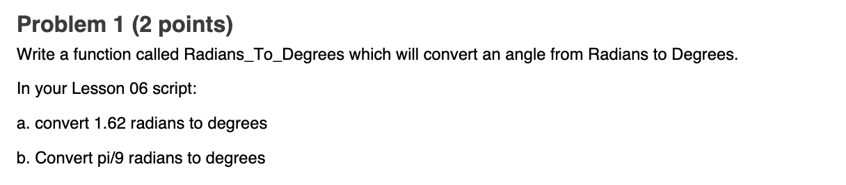 Solved Problem 1 (2 points) Write a function called | Chegg.com