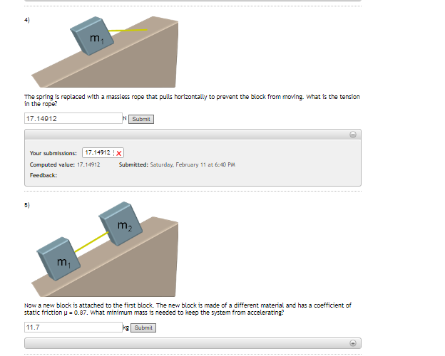 Solved A block with mass m1=9.3 kg is on an incline with an | Chegg.com