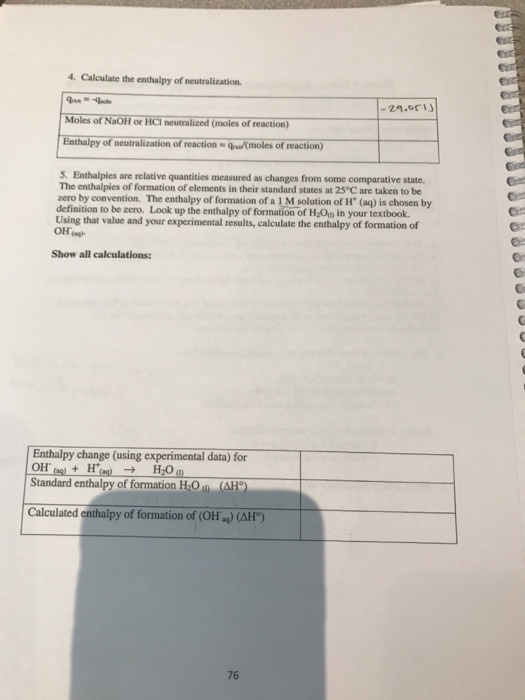 Solved Name Report Form Experiment 9 Enthalpy Of