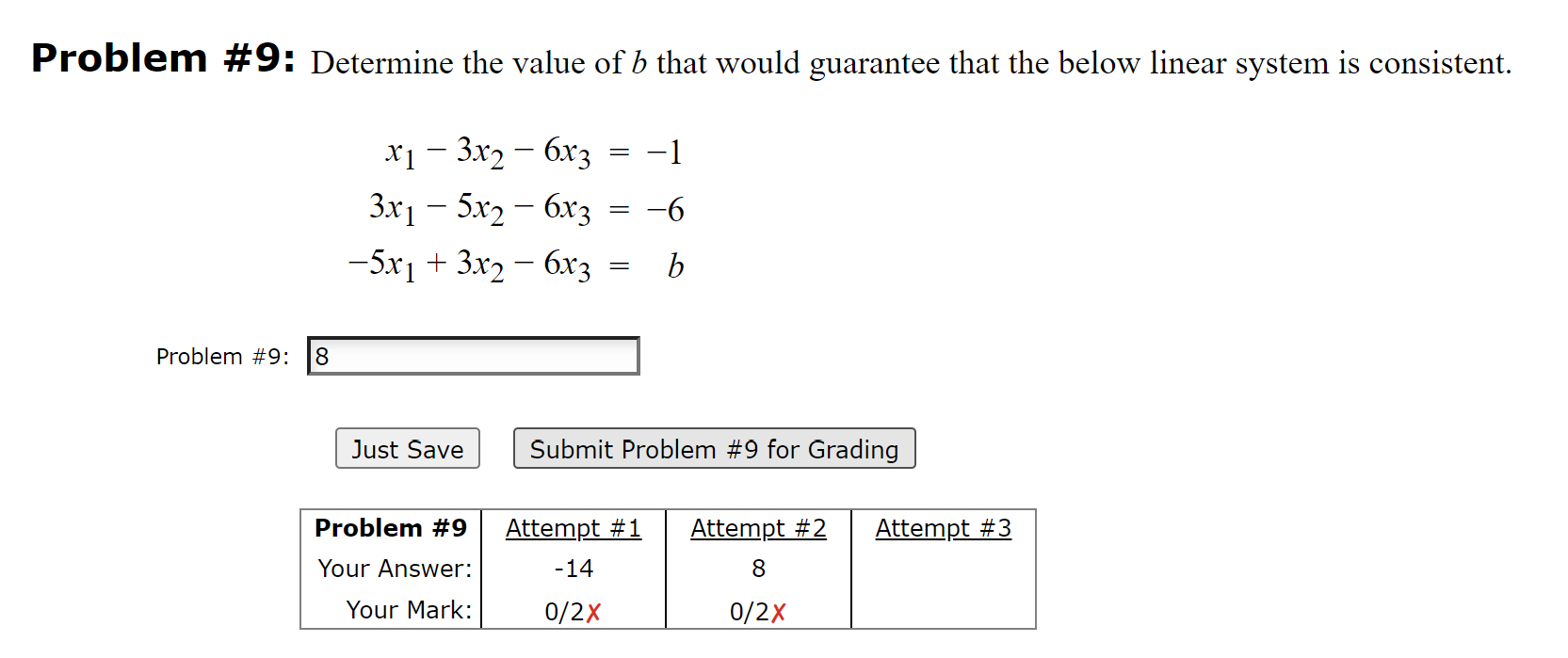 Solved Problem \# 9: Determine the value of b that would | Chegg.com
