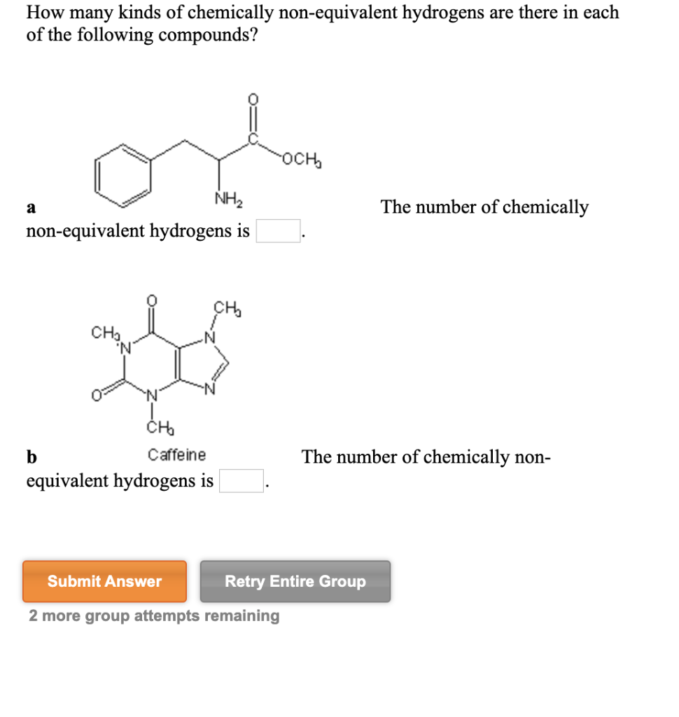 Solved How many kinds of chemically non-equivalent hydrogens | Chegg.com
